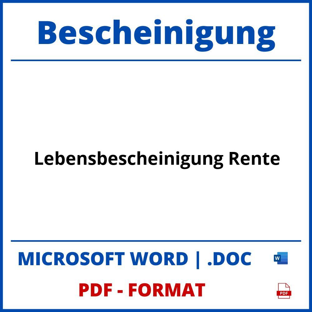 Lebensbescheinigung Rente WORD PDF Lebensbescheinigung Rente WORD PDF